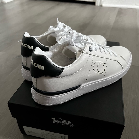 Coach | Shoes | Coach Lowline Leather Optic Whitemidnight Navy | Poshmark
